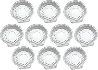 Fackelmann 2433250 Lot de 10 plats à Saint-Jacques en aluminium, plats à coquille Saint-Jacques, Aluminium, Argenté, 12,6 x 12,7 x 1,6 cm
