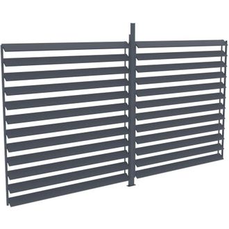 Vente-Unique Claustra brise soleil orientable en aluminium pour pergola bioclimatique anthracite - L3,68 x H2,2 m - BOLSENA