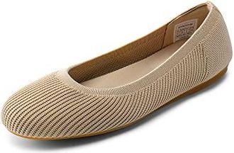 Dream Pairs Ballerines Femme Confortables &agrave; Bout Rond en Tissu Tricot&eacute;, Chaussures Plates &Eacute;l&eacute;gantes pour Bureau, Travail ou Tenue Quotidienne,Size 43,Nu,SDFA2331W
