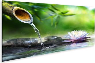 Islandburner Bild auf Leinwand Zen Garten Massage Steine und Seerose Wandbild Poster Kunstdruck Bilder