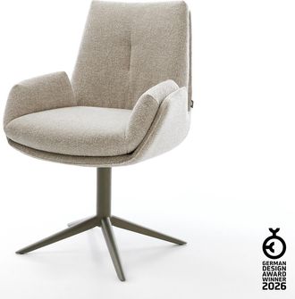 DELIFE Drehstuhl Clea-Flex Webstoff Soft Beige Fu&szlig;kreuz Effektfinish Titan 360&deg; drehbar Wippfunktion, Esszimmerst&uuml;hle