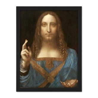 Fine Art Prints Da Vinci Salvator Mundi World Saviour Jesus Painting Artwork Framed Wall Art Print 18X24 Inch Welt Malerei Wand