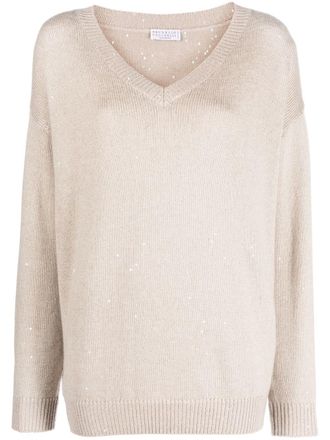 Brunello Cucinelli Pullover mit Pailletten - Nude