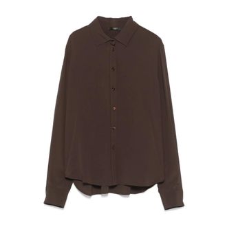 Seventy Braune Hemd mit Knopfmanschetten und abgerundetem Saum - - Blouses & Shirts - Damen - Braun - L