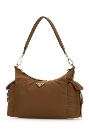 Prada Womens Camel Re-Nylon Shoulder Bag Brandy Poliammidericiclata-Vitello Borse A Mano