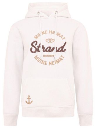 Zwillingsherz Hoodie Meine Heimat mit aufgesticktem Strand-Schriftzug vorne und hinten