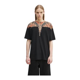 Marcelo Burlon Homme, Tops, Noir, Taille: XS T-shirt basique Icon Wings