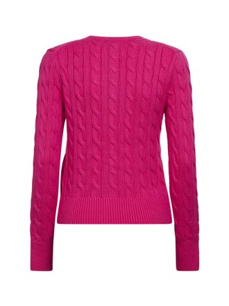 Polo Ralph Lauren Womens Accent Pink Cable-Knit Cardigan Fuchsia Cotton Cardigans Sweater
