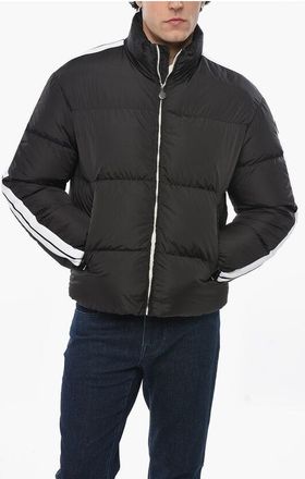 Palm Angels Solid Color Quilted Down Jacket with Contrasting Side Band size M