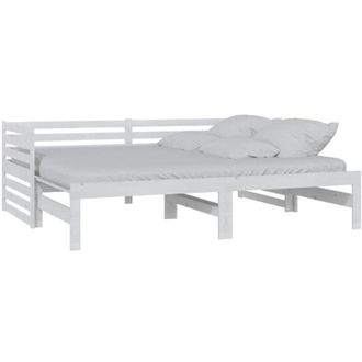 vidaXL Ausziehbares Tagesbett Wei&szlig; Massivholz Kiefer 2x(90x200) cm Vidaxl