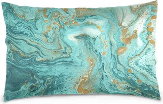 Generic Dekokissen Kissenbez&uuml;ge Marmor Gr&uuml;n Glod Stein Wurfkissenbez&uuml;gen Drucken Moderne Outdoor Kissenbezug 40x60 cm, F&uuml;r Auto, Stuhlm&ouml;bel