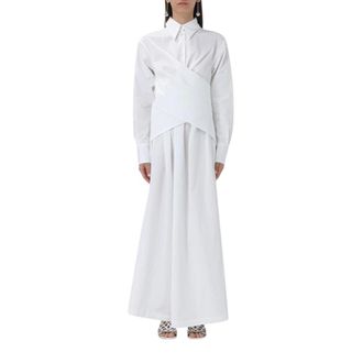 Fabiana Filippi Femme, Robes, Blanc, Taille: 36 FR Robe Chemise Portefeuille en Popeline