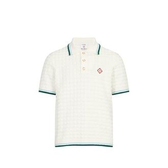 Casablanca Polo en tissu boucl&eacute; en coton m&eacute;lang&eacute;