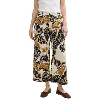 Tom Tailor Damen 1046507 Culotte Hose, 37999 - Neutral Cut Leaves Design, 38W / 28L EU