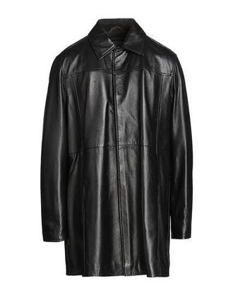 8 by YOOX LEATHER STRAIGHT COAT
