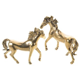 Amosfun Messing Pferdestatuen 2 St&uuml;ck Retro Feng Shui Pferdefiguren Schreibtischdekoration f&uuml;r B&uuml;ro Zuhause Metall Skulptur zur Wohlstandsf&ouml;rderung