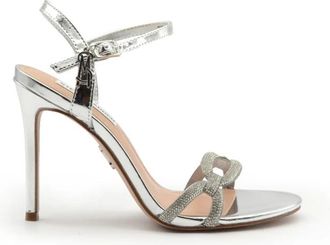 Steve Madden Sandales &agrave; Talons Aiguilles Argent&eacute;es Satire - Femme - Chaussures - Gris - Taille: 37 EU