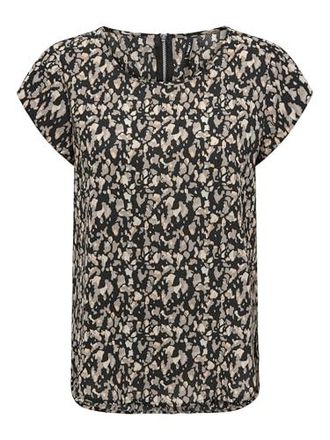 Only Only Haut Vic AOP pour Femme, Noir/AOP : Graphique Cora, 36