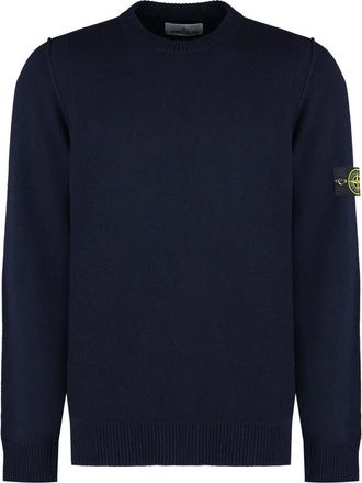 Stone Island Homme, Pulls, Bleu, Taille: 2XL Pull ras du cou avec détails de points