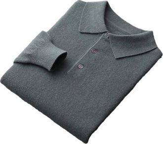 Generic Pull à manches longues en cachemire pour homme Col polo Pull décontracté ample, Army En8, XL