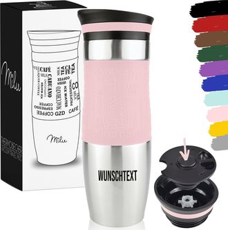 Milu Thermobecher 450ml mit Gravur - als Geschenk-Idee Ostern, Vatertag, Muttertag, Weihnachten, Einschulung, Liebesgeschenk, Geburtstag, Frauen und Männer