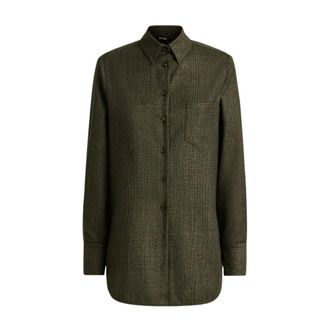Kiton Prince of Wales Wollmischungsbluse - - Blouses & Shirts - Damen - Gr&uuml;n - XS