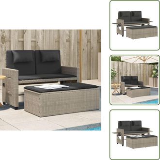 vidaXL Gartenbank Verstellbar mit Kissen Hellgrau Poly Rattan - Gartenzubeh&ouml;r - Gartenm&ouml;bel - Outdoor-Lounge - Sonnenschirm - Gartenstuhl - The Living Store