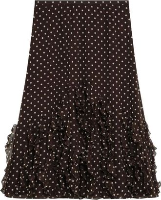Valentino Garavani Femme, Jupes, Brun, Taille: 38 FR Plusdepois Silk Midi Skirt