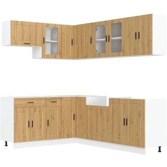 vidaXL Vidaxl - 11-tlg. K&uuml;chenschrank-Set Porto Artisan-Eiche Holzwerkstoff