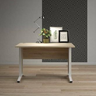 Dmora Schreibtisch Albertine, Mehrzweckschreibtisch, B&uuml;rotisch f&uuml;r PC, Eckschreibtisch, 120x80 h75 cm, Eiche und Wei&szlig;
