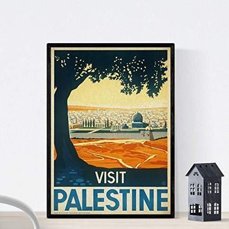 Nacnic Poster vintage. Affiche publicitaire ancienne. voyage en Palestine-Isra&euml;l. Format A3 sans cadre