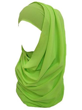 Lina & Lily &Eacute;charpe Hijab pour Femme Musulmane, Foulard Tissu Opaque et L&eacute;ger en Cr&ecirc;pe Bubble (Vert Pomme)