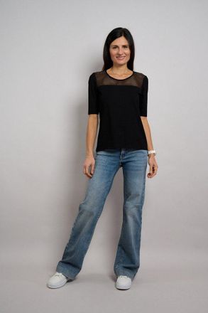 Seidel Moden Rundhalsshirt mit transparenten Lochmuster vorne - MADE IN GERMANY