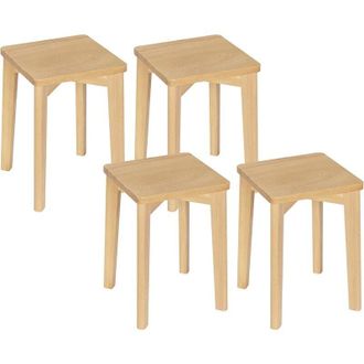 Woltu Woltu - Chaise tabouret en bois massif empilable - H&ecirc;tre verni - Dimensions 31x31x44,5cm - Capacit&eacute; 120kg - BH344EI4