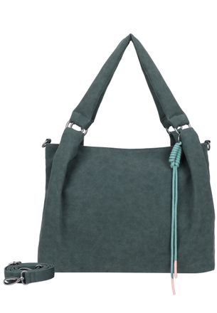 Fritzi Aus Preu&szlig;en Fritzi Sue03 Suede Jacky Soft Grey Blue Shopper Kunstleder Damen Handtasche Festival City vegan Suede-Optik Kordelanh&auml;nger Rei&szlig;verschluss 28,5 x 40 x 