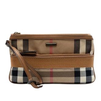 Burberry Pre-owned House Check Canvas Clutch - Femme - Pre-owned - Beige - Taille: ONE Size