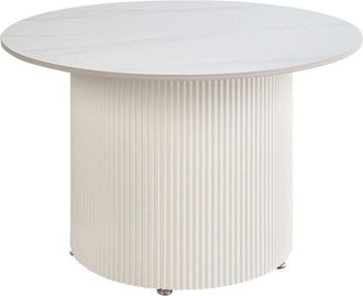 Beliani Beliani - Table Basse Moderne Base en M&eacute;tal &oslash; 70 cm Plateau en Pierre Fritt&eacute;e Aspect Naturel Beige Clair Leona