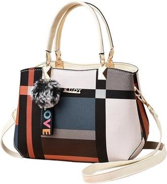 Generic Sac &agrave; bandouli&egrave;re pour femme avec fermeture &eacute;clair - Sac &agrave; main r&eacute;tro - Pour la maison, l&eacute;cole, lh&ocirc;tel, lappartement, blanc, Refer to description