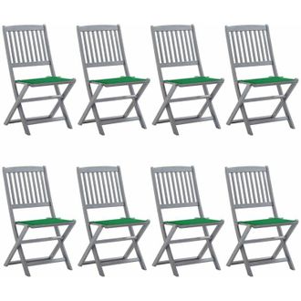 vidaXL Klappbare Gartenst&uuml;hle 8 Stk. mit Kissen Massivholz Akazie