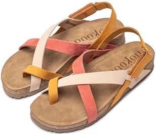 Yokono Sandales plates pour femme en cuir JERBA-718 ORANGE | Chaussures femme printemps-été | cuir de vachette nubuck | 2 cm, orange, 40 EU