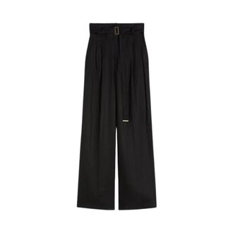 Max Mara Hosen mit G&uuml;rtel und Falten - - Trousers - Damen - Schwarzk - S