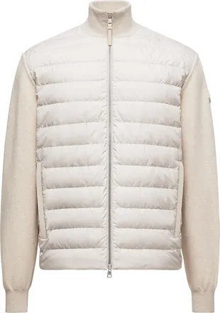 Moncler Moncler Cardigan Zipp&eacute; Matelass&eacute; En Laine Et Cachemire, Homme, Blanc, Taille: 3xl