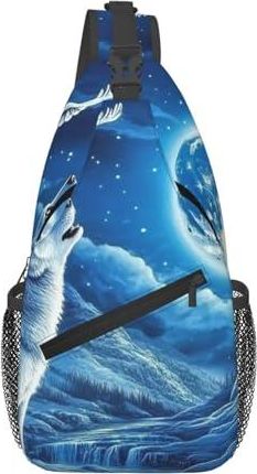 Generic Sac &agrave; dos &agrave; bandouli&egrave;re The Wolf And The Owl Moonlight - Sac &agrave; bandouli&egrave;re de voyage pour homme - Sac &agrave; dos de randonn&eacute;e