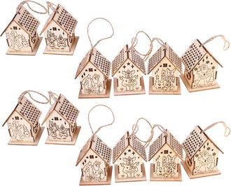 Hemobllo 12stücke Weihnachtsbaum-anhänger Aus Hellem Holz Hübscher Hängeanhänger Für Leuchtenden Hausschmuck Balkon Und Baum-hängeanhänger