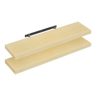 Woltu Wandregal 2er Wandboard B&uuml;cherregal Regale f&uuml;r Deko Wandablagen aus MDF Holz,H&auml;ngeregal Gelb Eiche, 90x22.9x3.8 cm RG9370kei-2