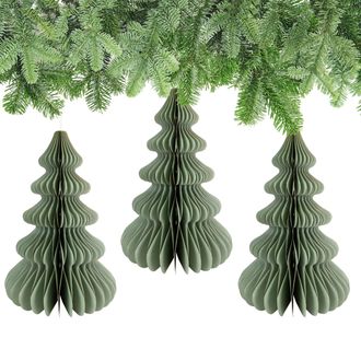 Matches 21 Weihnachtsdeko Tannenb&auml;ume zum Aufh&auml;ngen Salbeigr&uuml;n 6er Set - 20 cm Papier Weihnachtsbaumschmuck