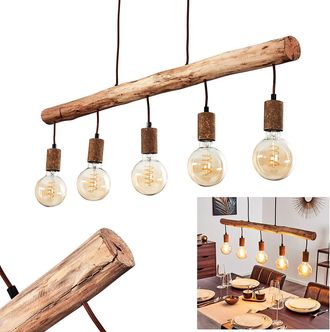 HOFSTEIN Pendelleuchte Gondo, H&auml;ngelampe aus Metall/Holz in Rost/Braun, 5-flammig, 5 x E27, moderne H&auml;ngeleuchte, ohne Leuchtmittel