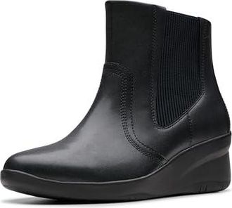 Clarks Bottines Chelsea Suttyn Rae pour femme, cuir noir, 37.5 EU
