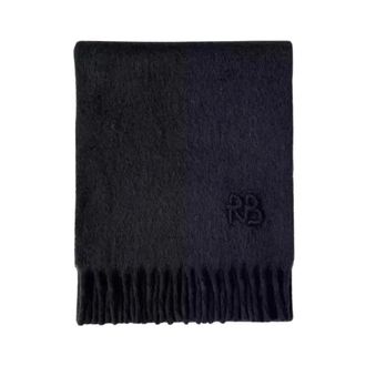 Ruslan Baginskiy Schwarzer Logo-Schal mit Fransen Wollmischung - - Accessories - Damen - Schwarzk - ONE SIZE