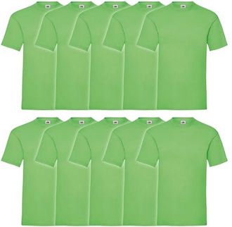 Fruit Of The Loom Lot de 10 t-shirts originaux pour homme, Citron vert + sac en tissu Myshirt, L